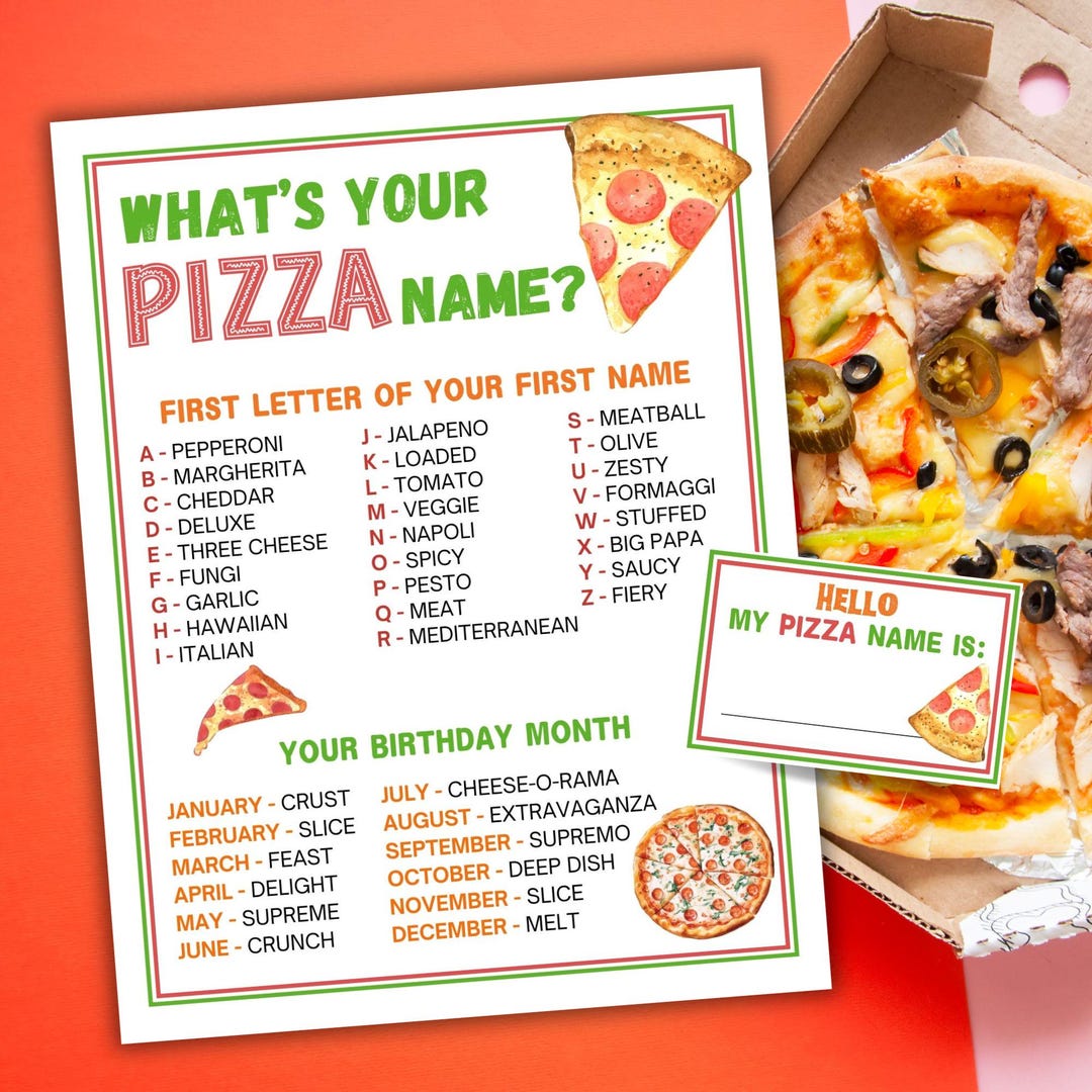 What's Your Pizza Name Party Game Printable Pizza Party Game Pizza Name ...