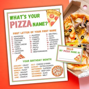 What's Your Pizza Name Party Game Printable Pizza Party Game Pizza Name ...