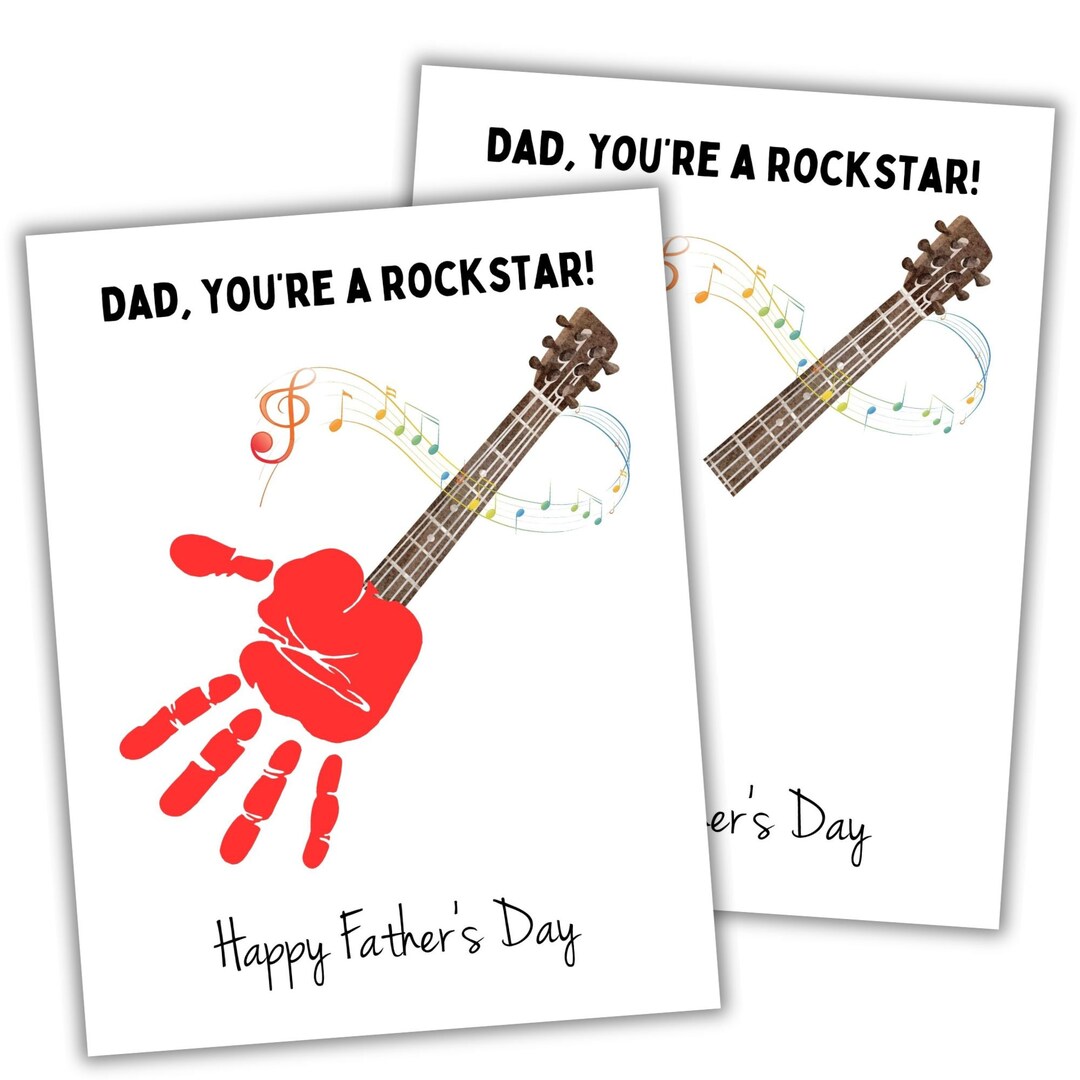 Father's Day Handprint Art Printable Rockstar Dad Guitar Handprint ...