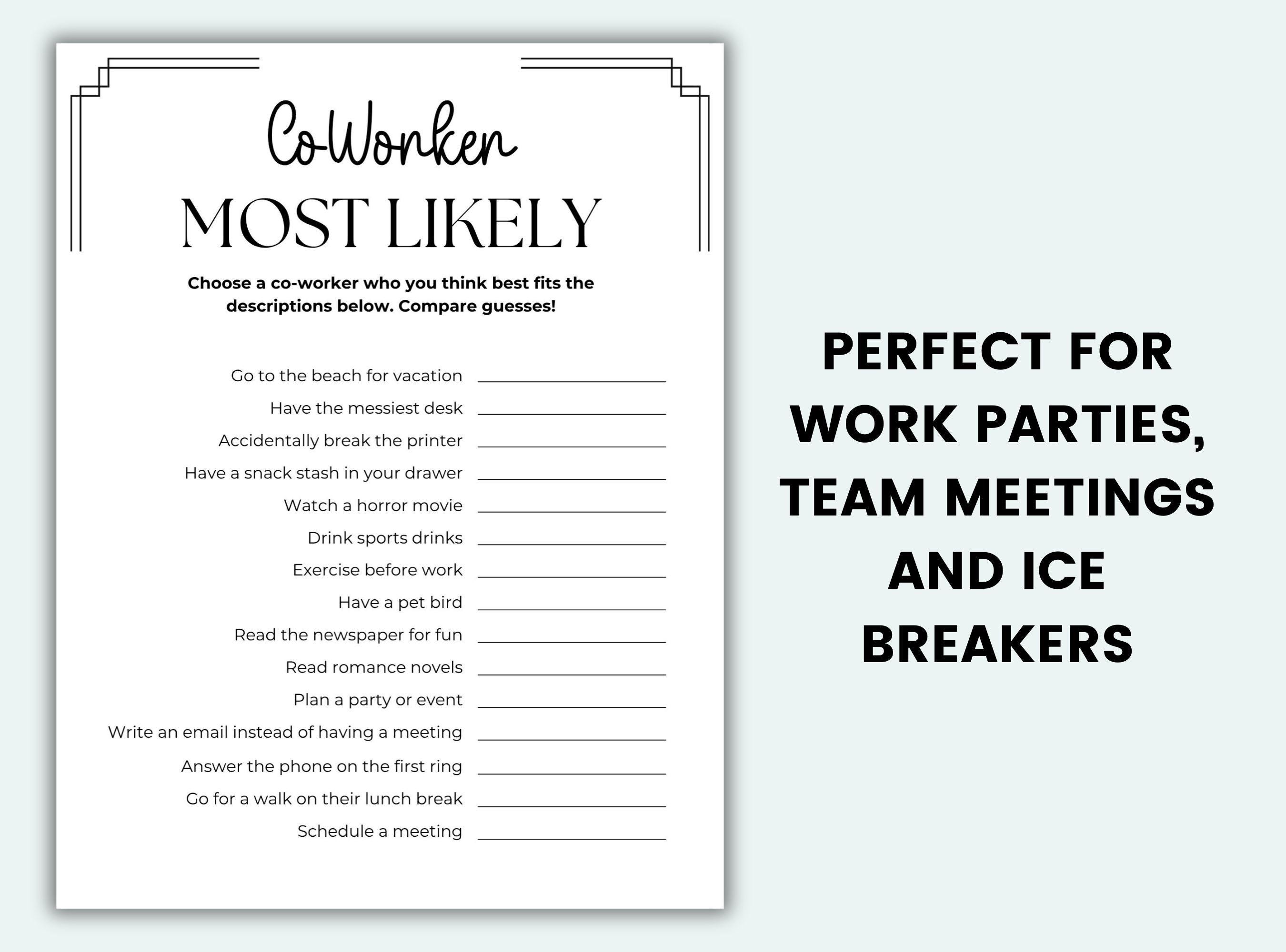 Office Party Games Printable Team Building Games Office Games Staff ...