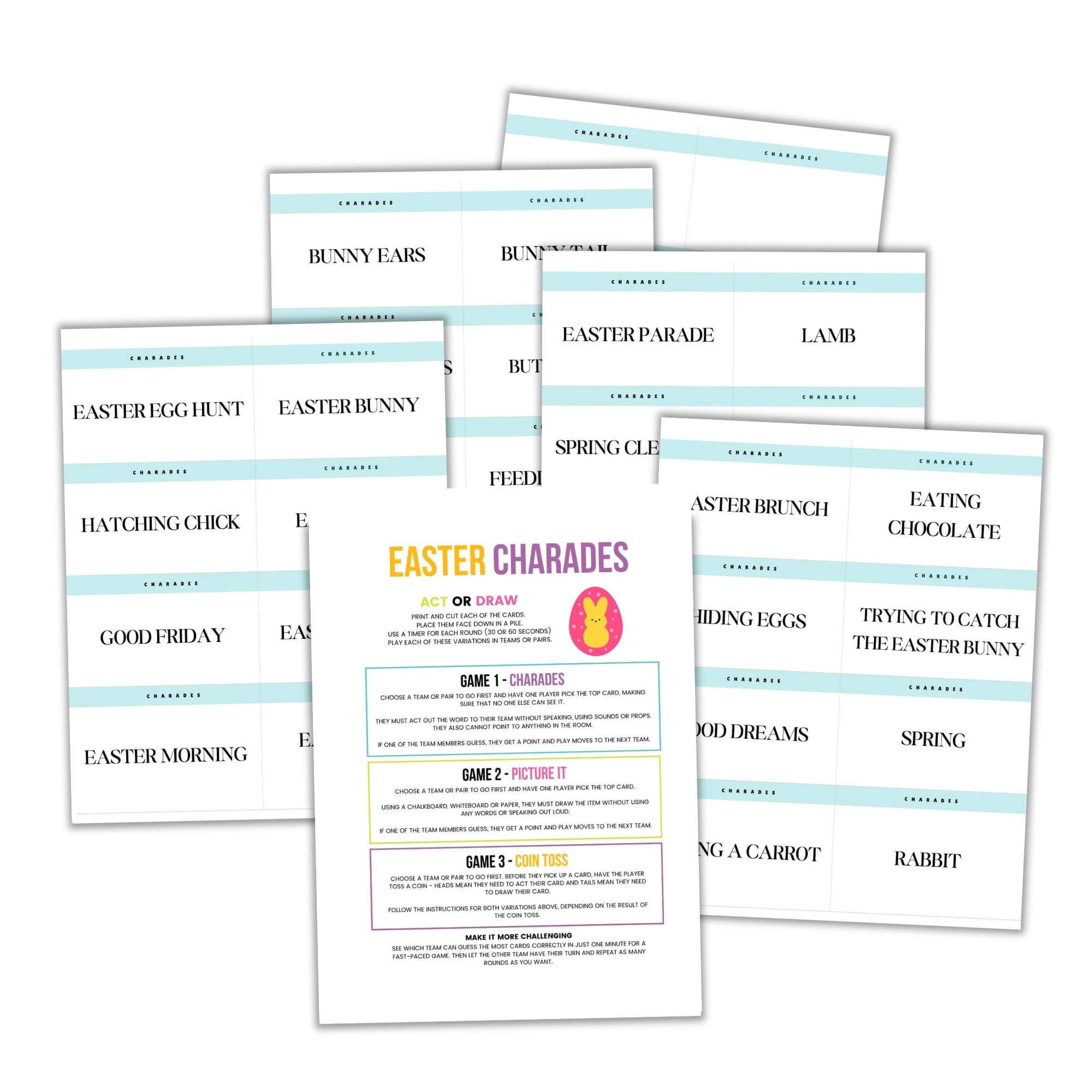 Easter Charades Game Printable Easter Act or Draw Game for Kids Fun ...