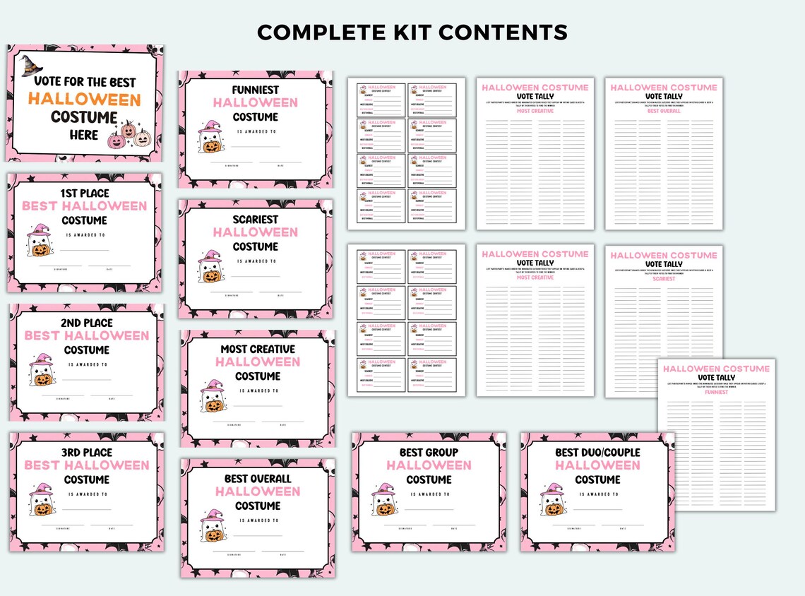 Halloween Costume Contest Kit Printable Halloween Costume Voting Card ...