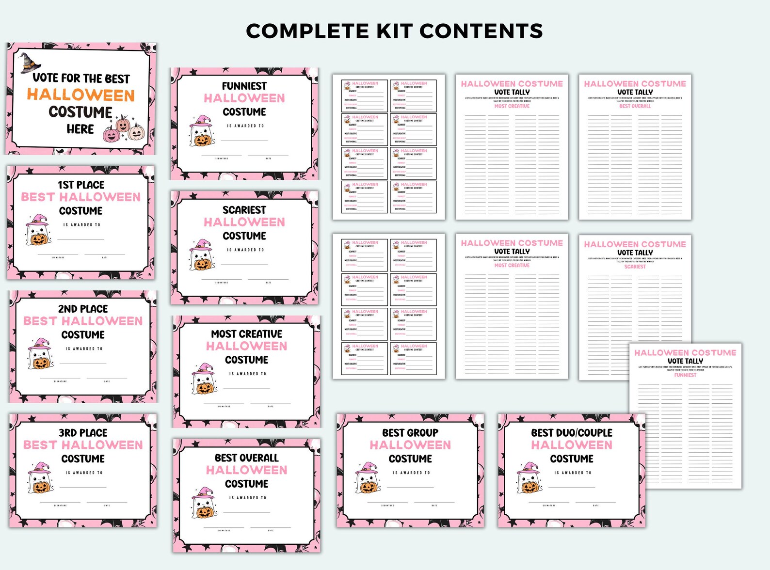 Halloween Costume Contest Kit Printable Halloween Costume Voting Card ...