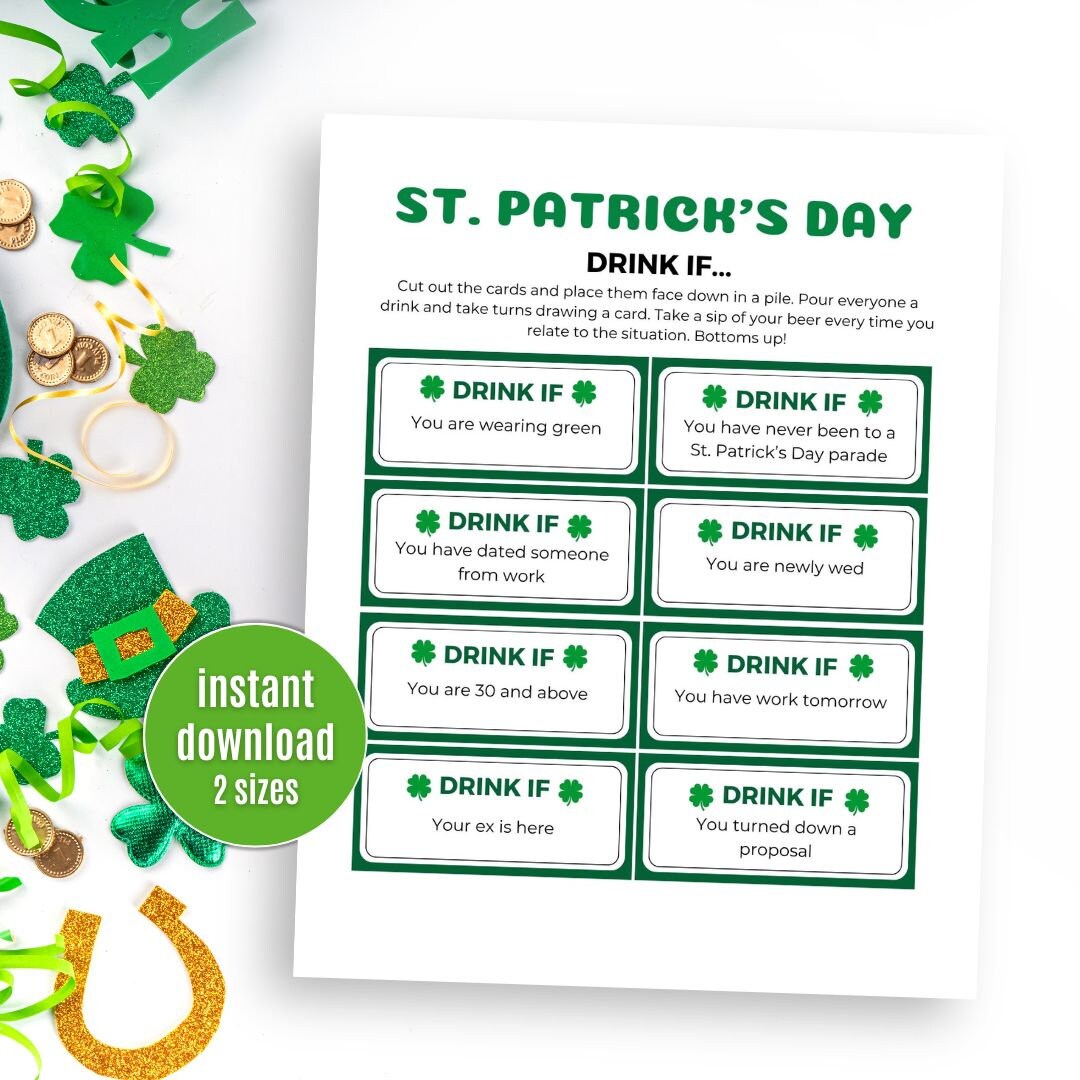 St Patrick's Day Drinking Game Printable St Patricks Drinking Game St ...