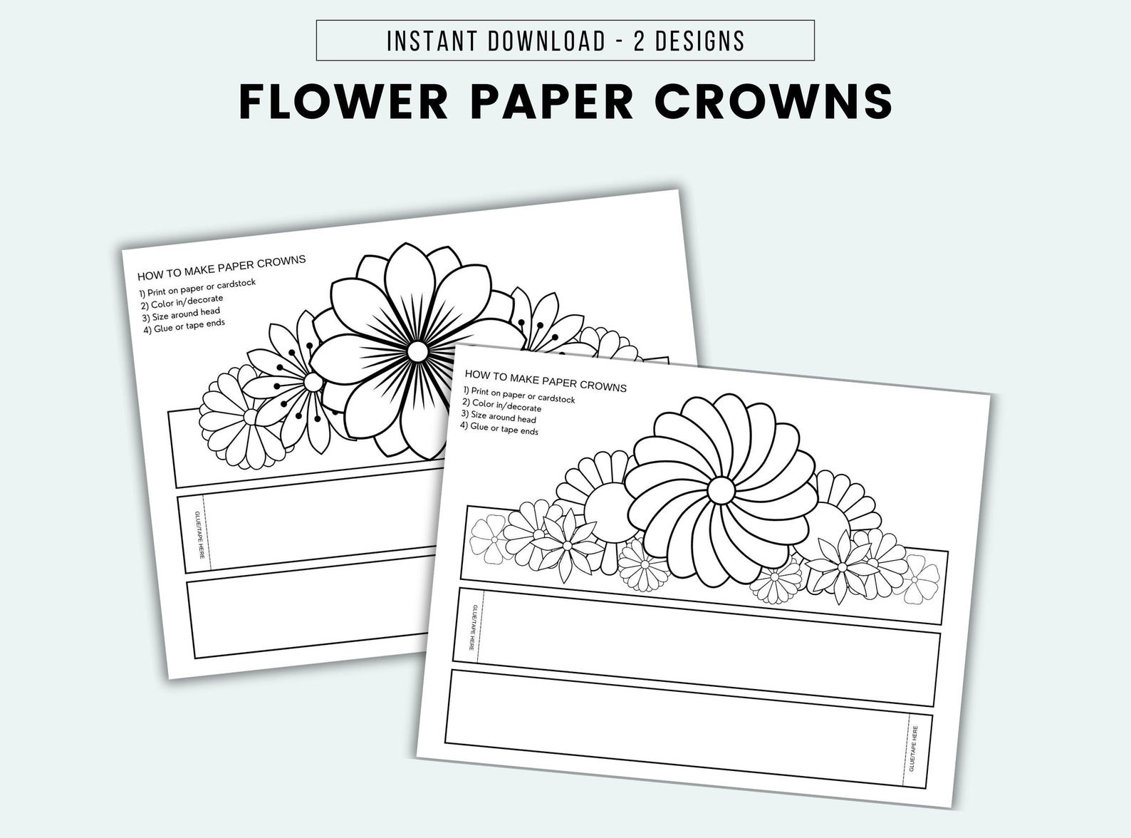 Flower Paper Crown Printable Flower Crown Floral Crown Coloring ...