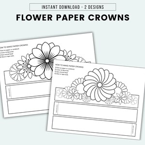 Flower Paper Crown Printable Flower Crown Floral Crown Coloring ...