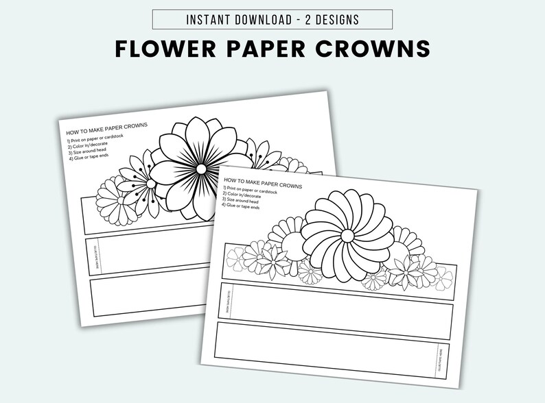 Flower Paper Crown Printable Flower Crown Floral Crown Coloring ...