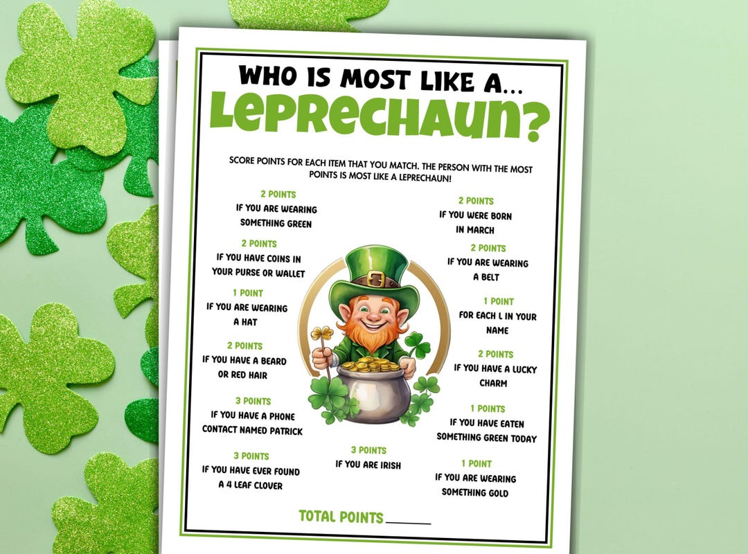 Who is Most Like A Leprechaun Game Printable St Patricks Day Game St ...