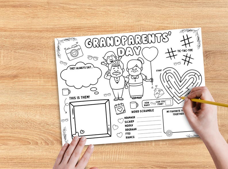 Grandparents Day Activity Placemat Printable Grandparents Day Coloring ...