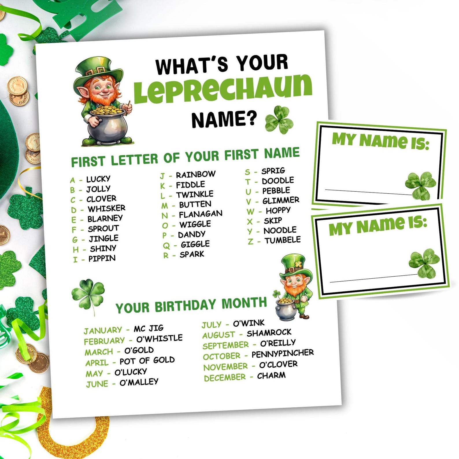 What's Your Leprechaun Name Party Game Printable St Patrick's Day Game ...