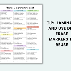 Printable Master Cleaning Checklist Cleaning Schedule Cleaning List ...
