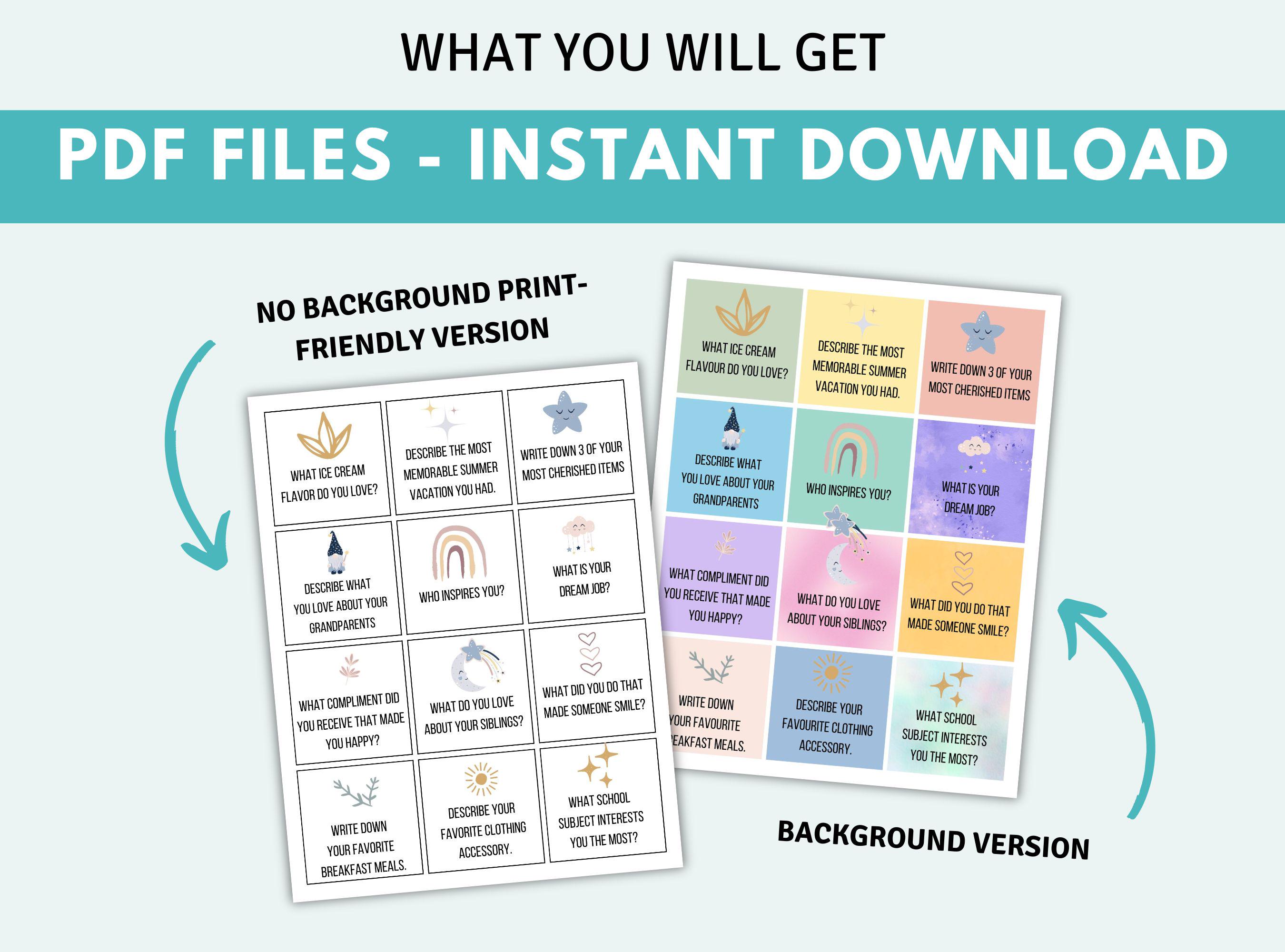 Gratitude Prompts for Kids Printable Gratitude Questions for Kids ...