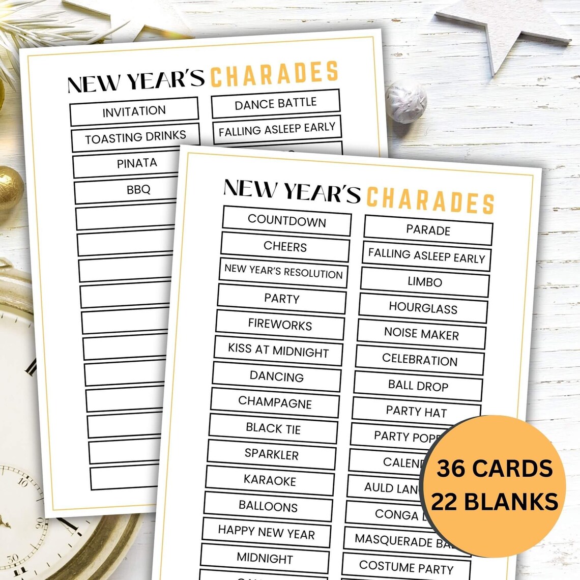 New Year's Charades Game Printable New Years Eve Charades Printable New ...