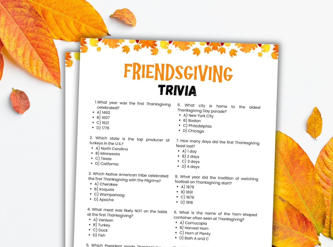 Friendsgiving Trivia Game Printable Thanksgiving Game Thanksgiving ...