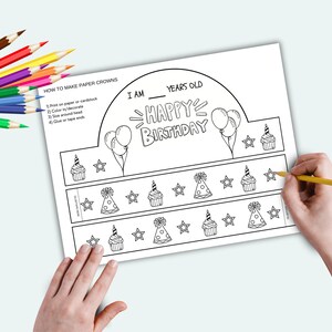 Birthday Paper Crown Printable Birthday Crowns Birthday Headband ...