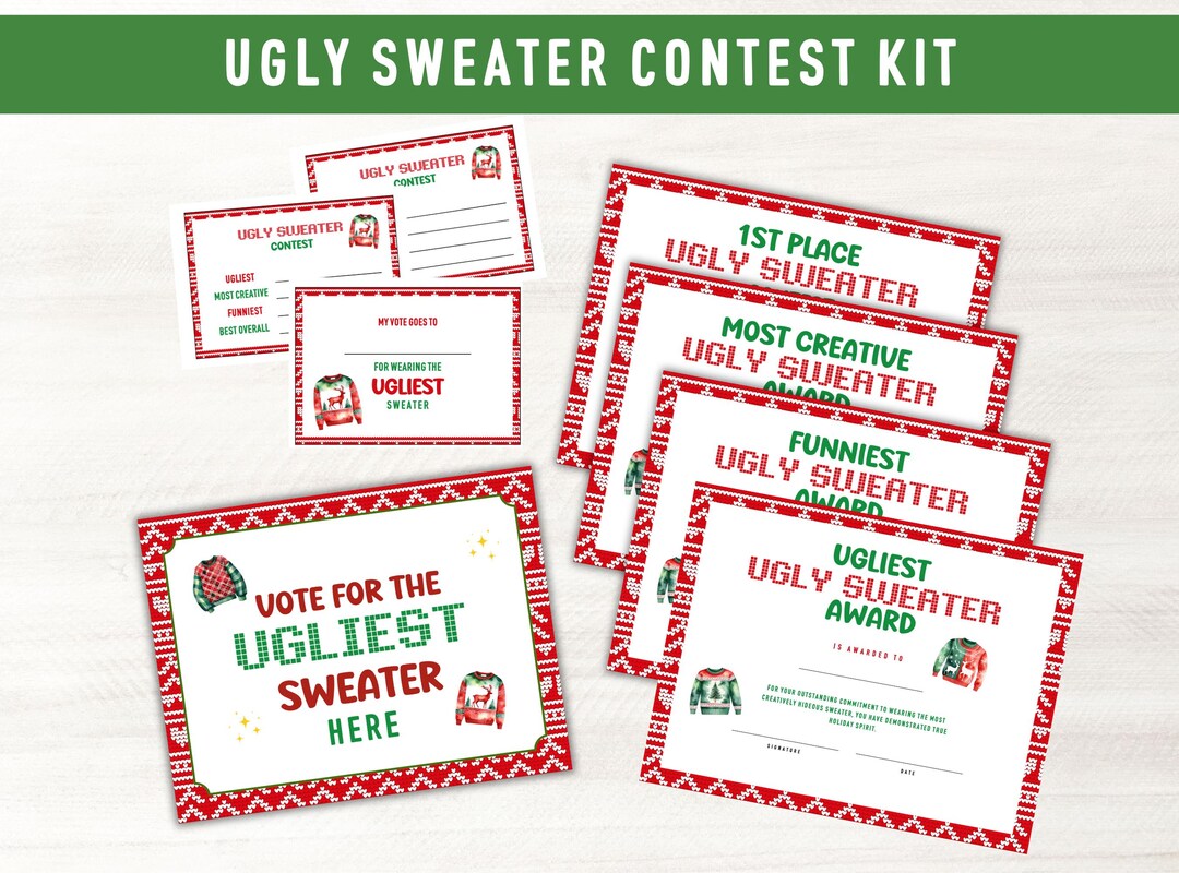 Ugly Sweater Contest Kit Printable Ugly Sweater Party Ugly Sweater ...