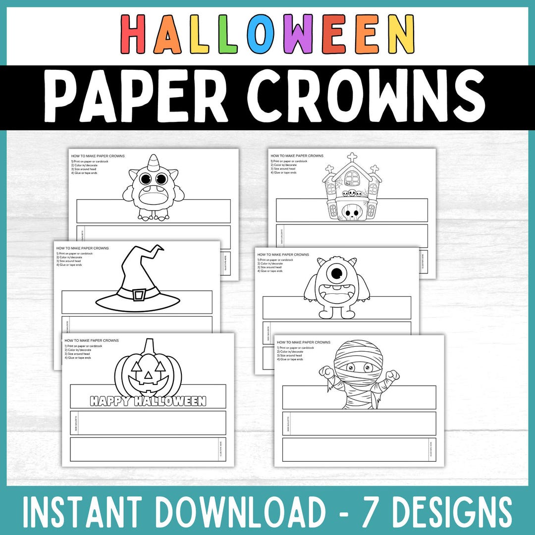 Halloween Paper Crown Printable Halloween Paper Crowns Halloween ...