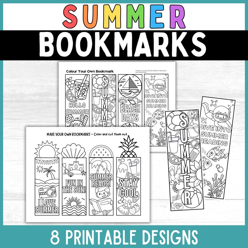 Summer Bookmarks Printable Coloring Bookmarks for Kids Printable Summer ...