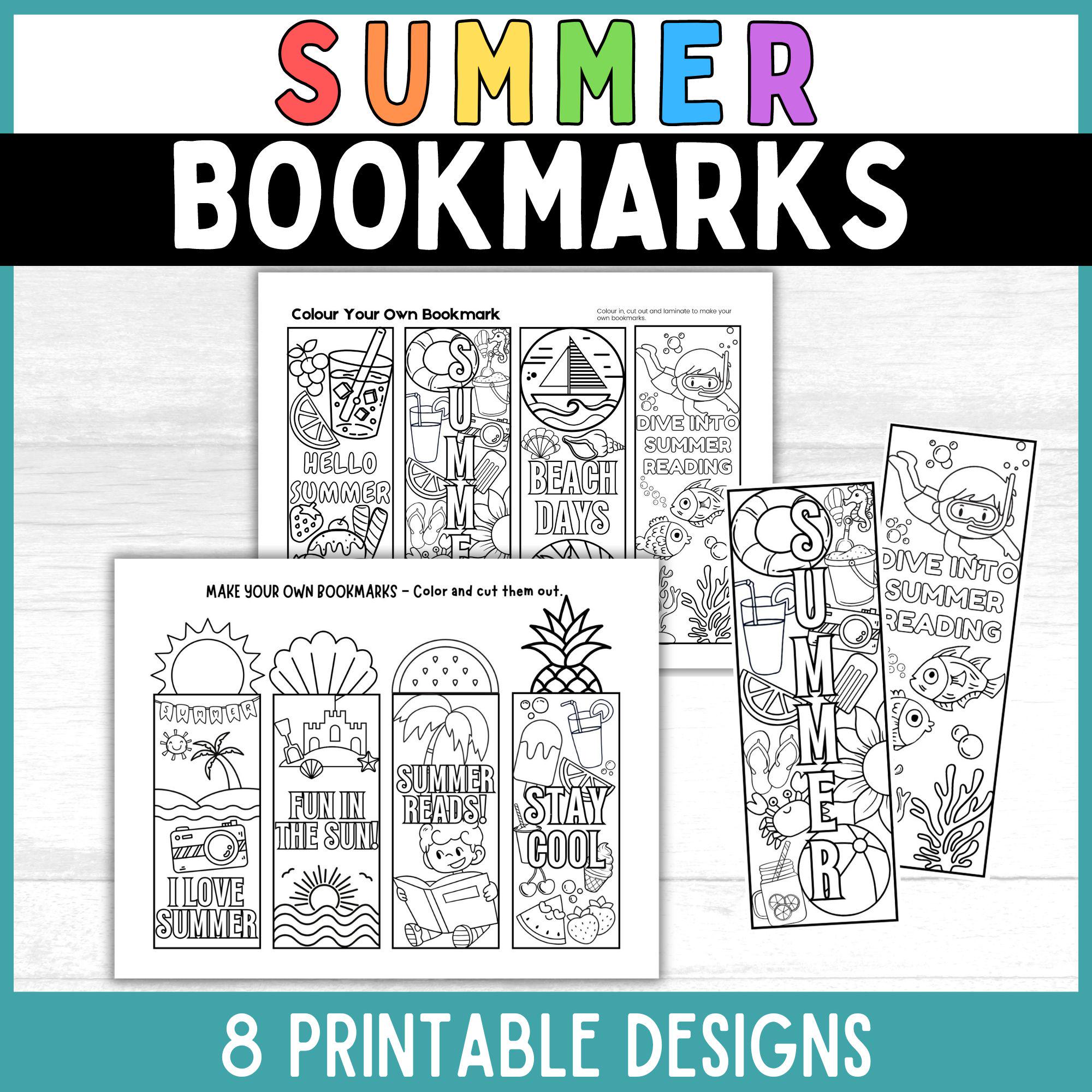 Summer Bookmarks Printable Coloring Bookmarks for Kids Printable Summer ...
