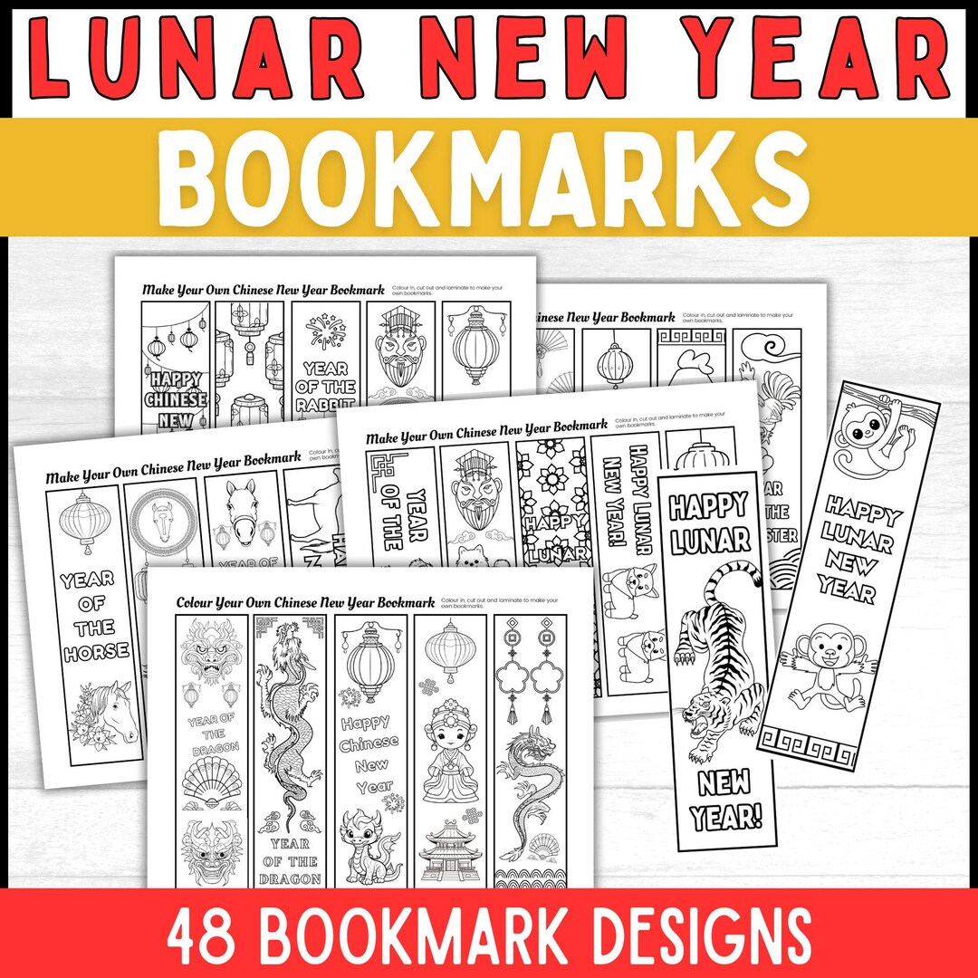 Lunar New Year Bookmarks Printable Chinese New Year Coloring Bookmarks ...