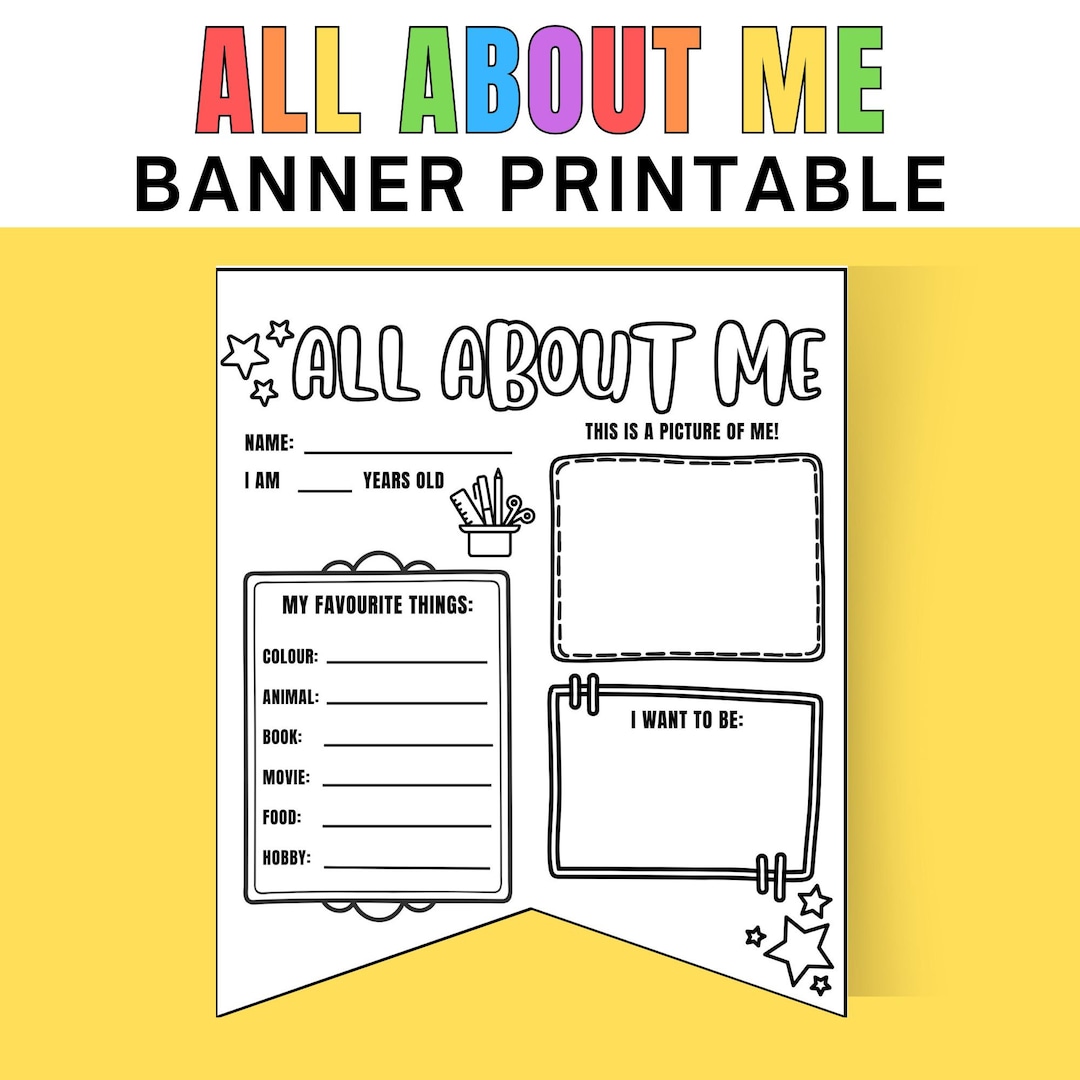 All About Me Banner First Day of School Printable Back to School ...