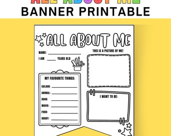 All About Me Banner First Day of School Printable Back to School ...