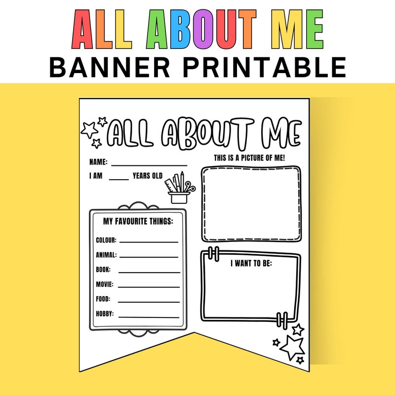 All About Me Pennant - Etsy