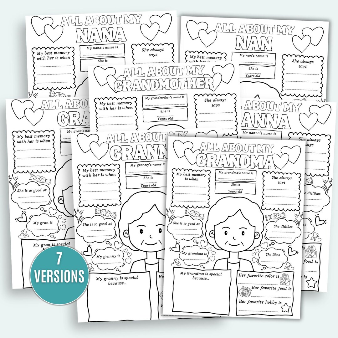 All About My Grandma Bundle Grandparent's Day Activity Printable All ...