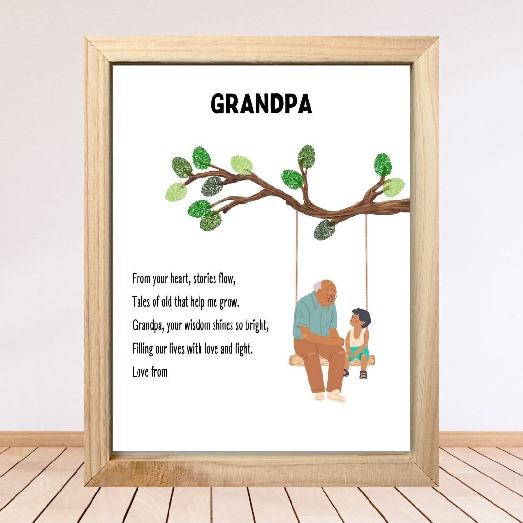 Grandpa Handprint Art Printable Grandpa Card for Father's Day ...