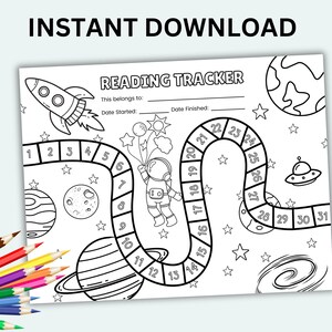 Space Reading Challenge Reading Tracker for Kids Printable Book Tracker ...