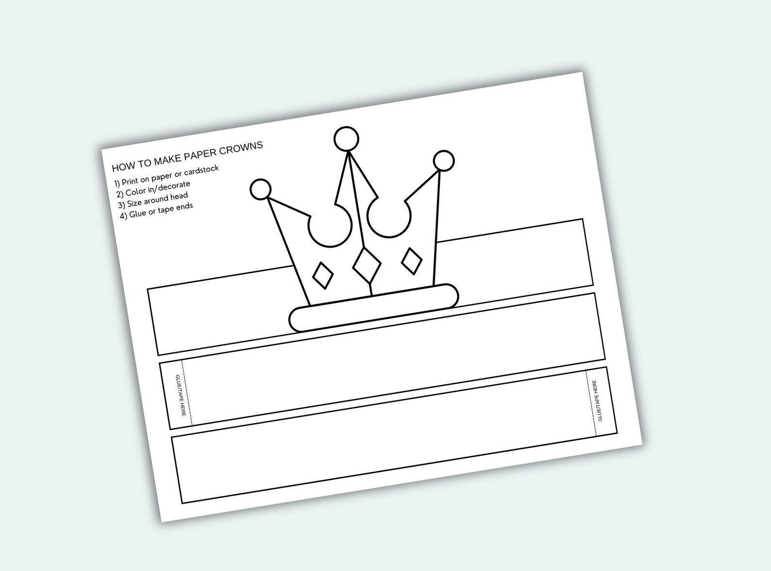 Princess Paper Crown Printable Prince Crown Printable Crown Headband ...