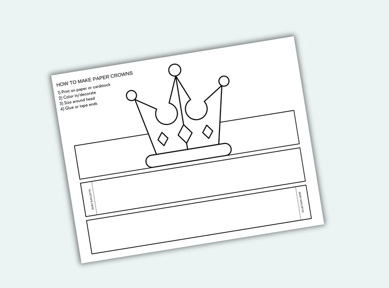 Princess Paper Crown Printable Prince Crown Printable Crown Headband ...