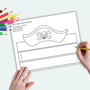 Pirate Paper Crown Printable Pirate Hat Paper Crown Pirate Hat Headband ...