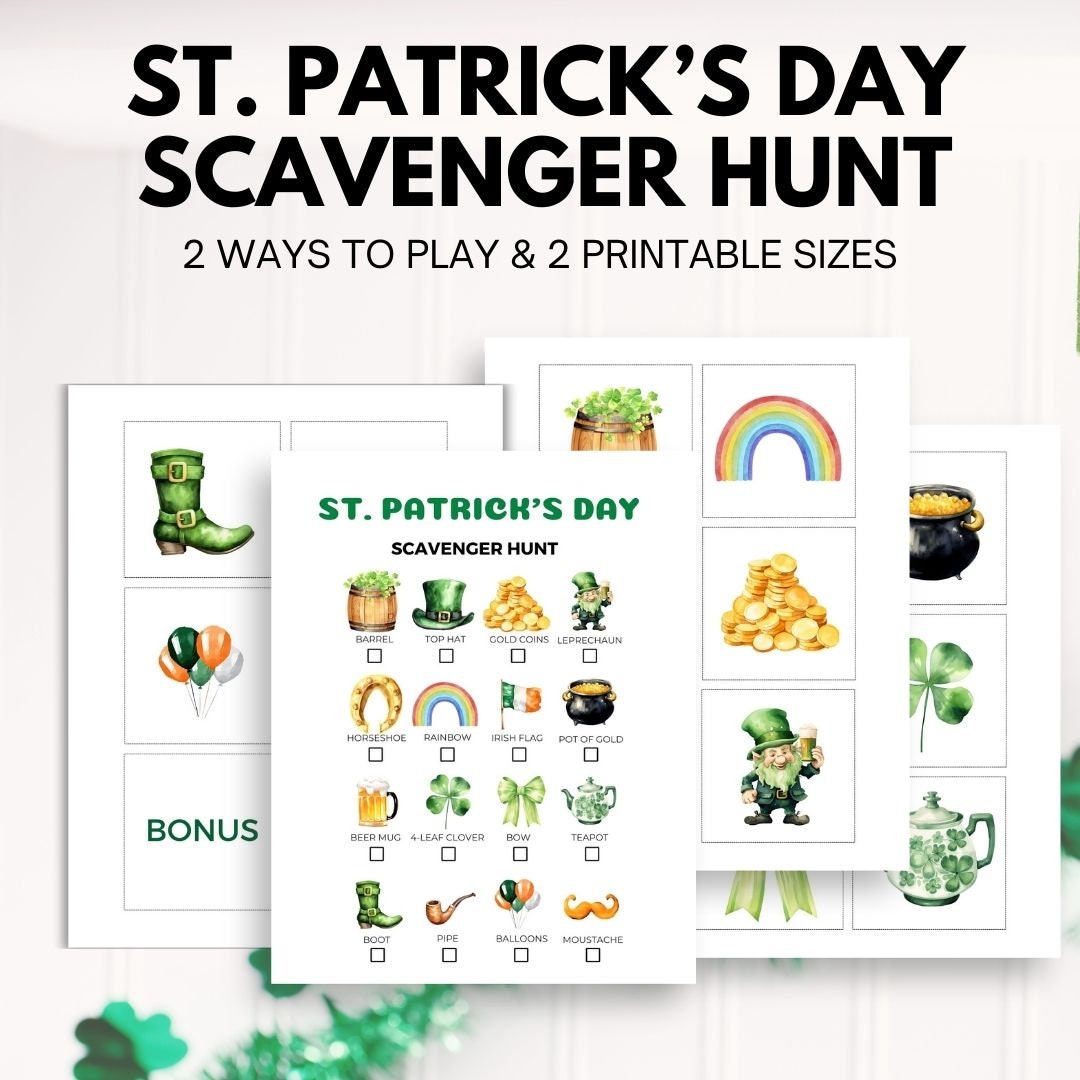 St Patrick's Day Scavenger Hunt Printable Scavenger Hunt St Paddy's Day ...