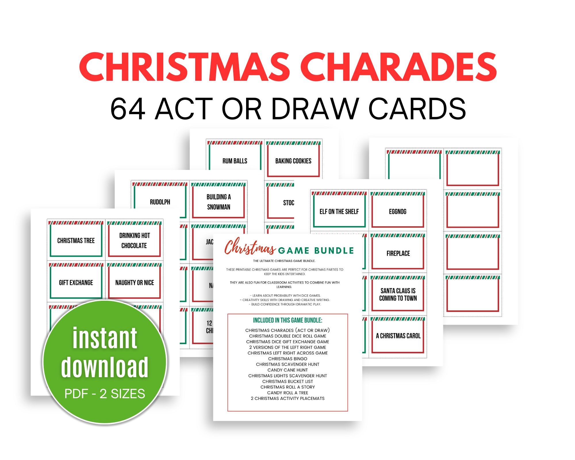 Christmas Charades Cards, Printable Christmas Games, Christmas ...