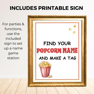 What's Your Popcorn Name Party Game Printable Movie Night Party Game ...