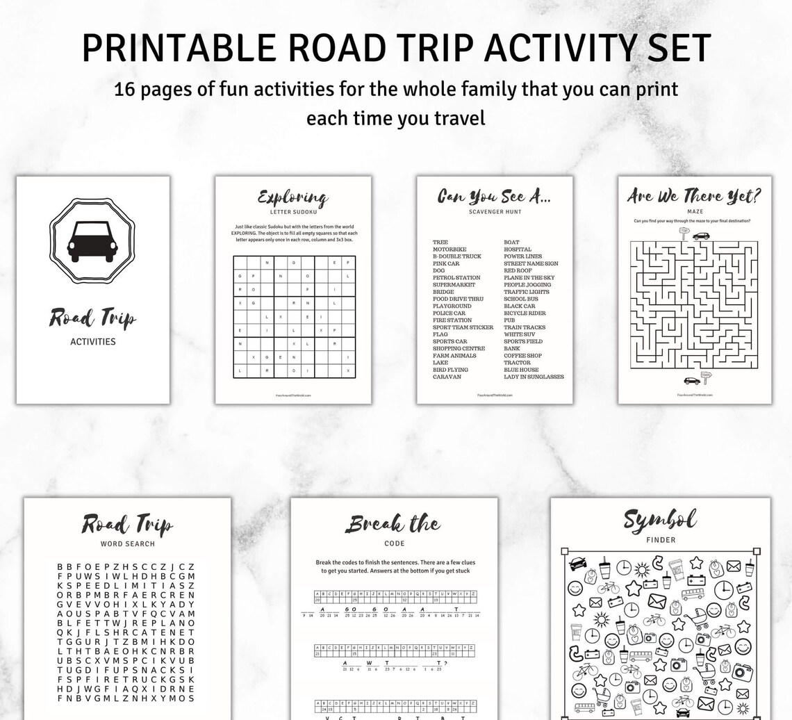 Printable Road Trip Games Printable Travel Games Road Trip Activities ...