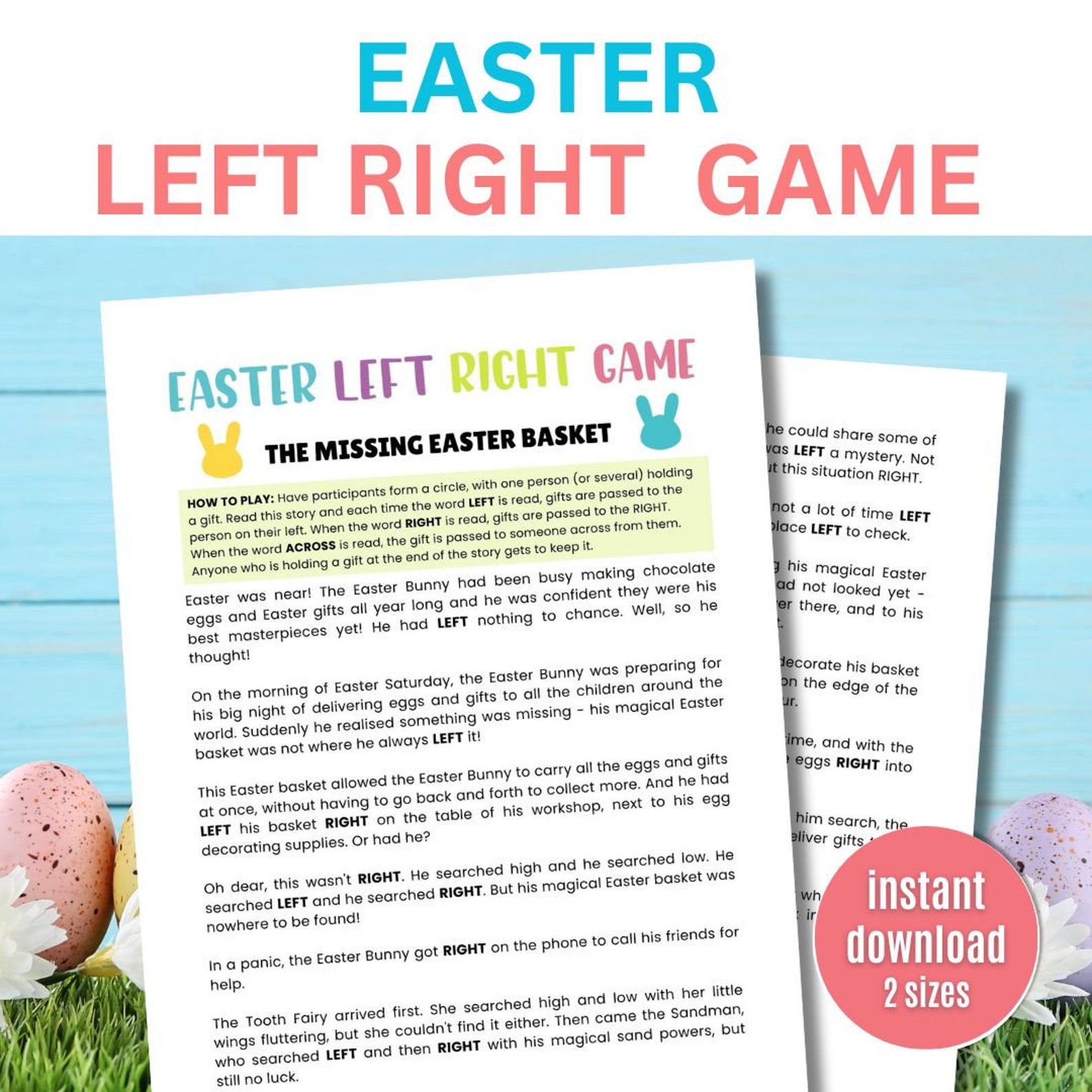 Easter Left Right Game Printable Left Right Game Easter Party Game Left ...