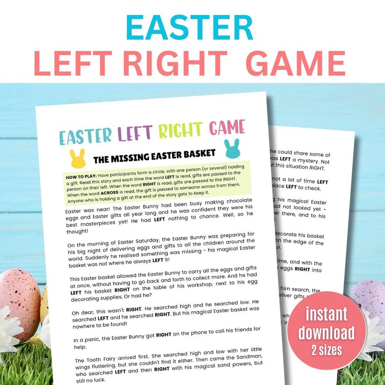 Easter Left Right Game Printable Left Right Game Easter Party Game Left ...