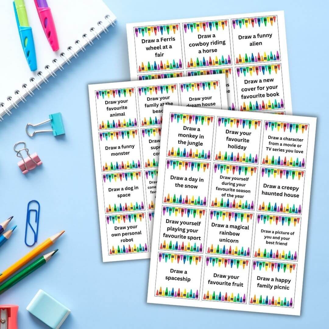 Drawing Prompts for Kids Printable Drawing Prompt Cards Drawing Ideas ...