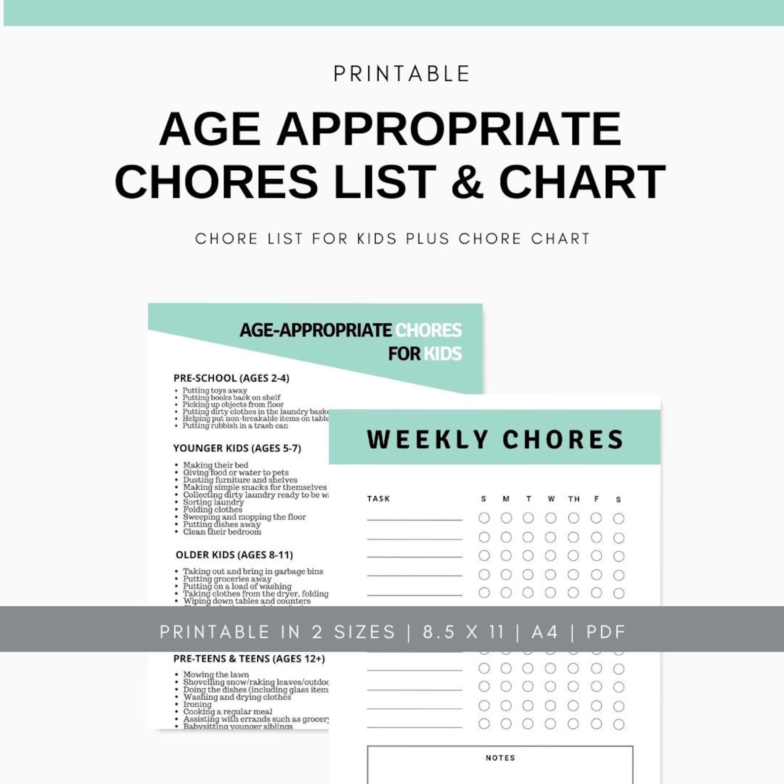 Age Appropriate Chore List & Printable Chore Chart for Kids Printable ...