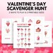Valentine's Day Scavenger Hunt Printable Scavenger Hunt Valentines Day ...