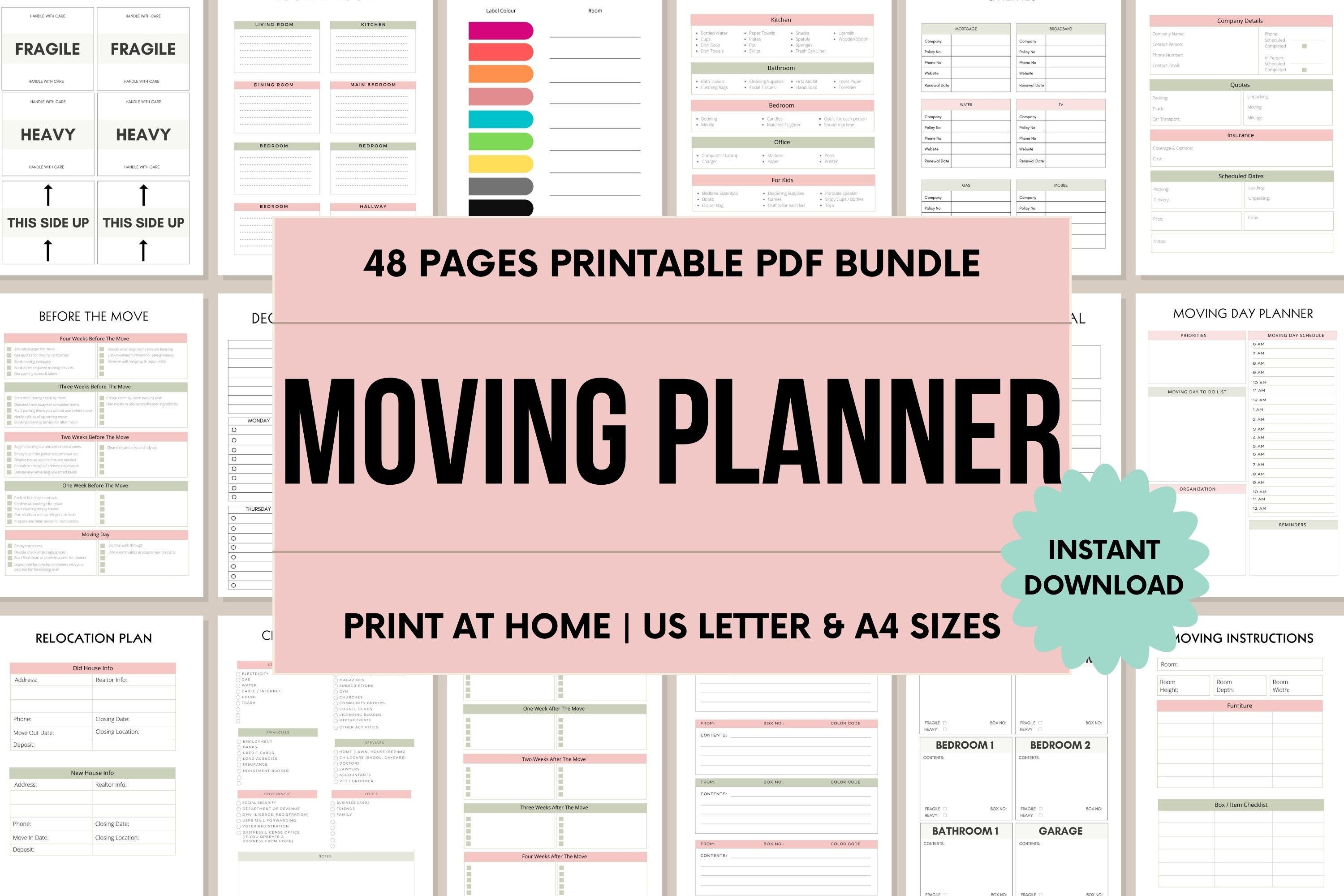 Moving Planner Printable Moving Binder | Moving Checklist | Moving ...