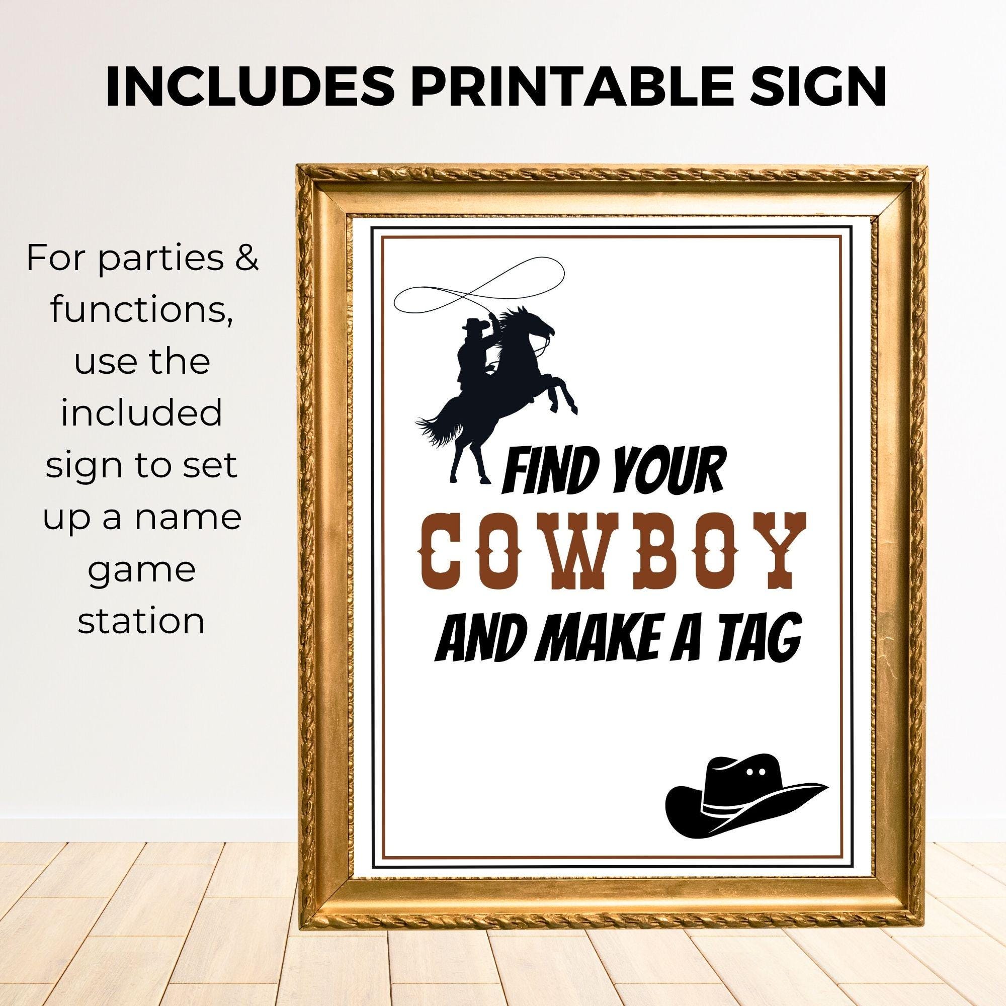 What's Your Cowboy Name Party Game Printable Cowboy Party Game Cowboy ...