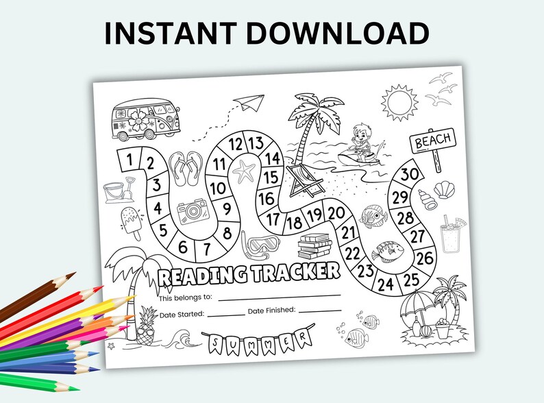 Summer Reading Challenge Reading Tracker for Kids Printable Book ...