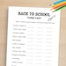 Back to School Think Fast Game First Day of School Activity Printable ...