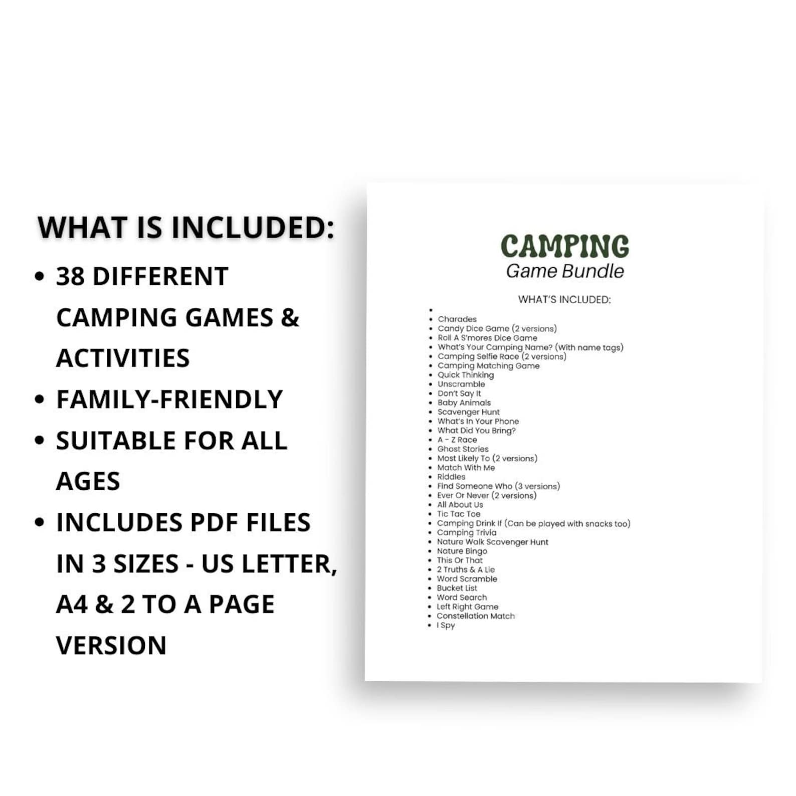 Camping Games Bundle Printable Camping Games Kids Adults Camping ...