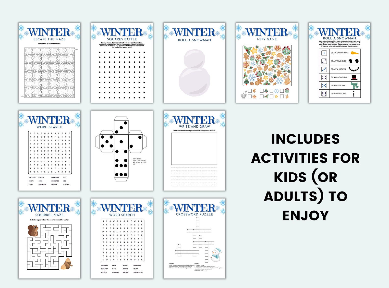 Winter Game Bundle Printable Winter Games Winter Trivia Game Bundle ...