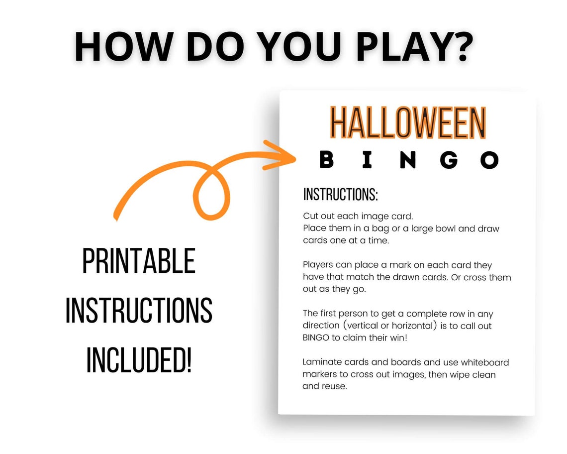 Halloween Bingo Game, Printable Halloween Game for Kids, Halloween ...