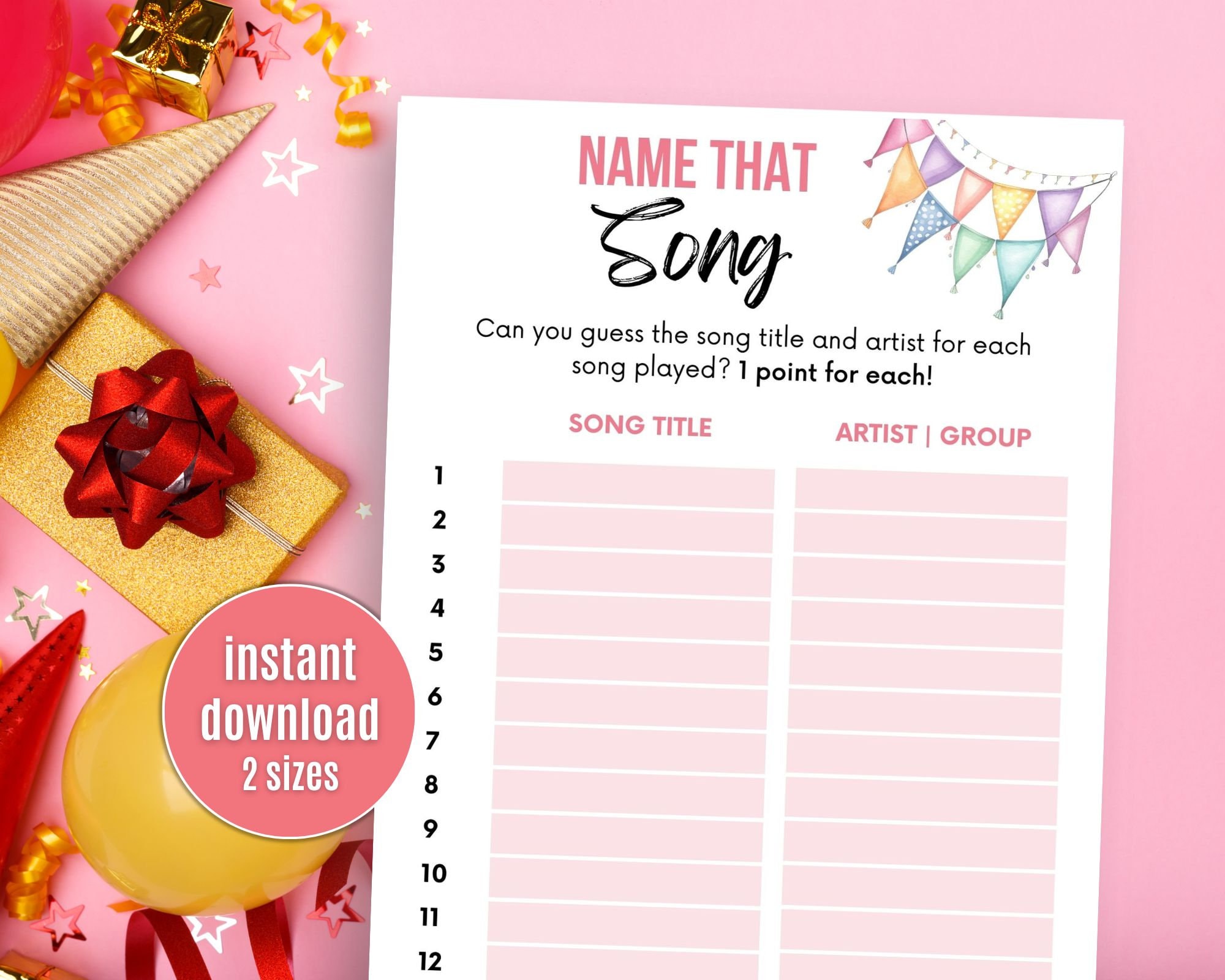 Name That Song Party Game Printable Music Trivia Party Game Birthday ...